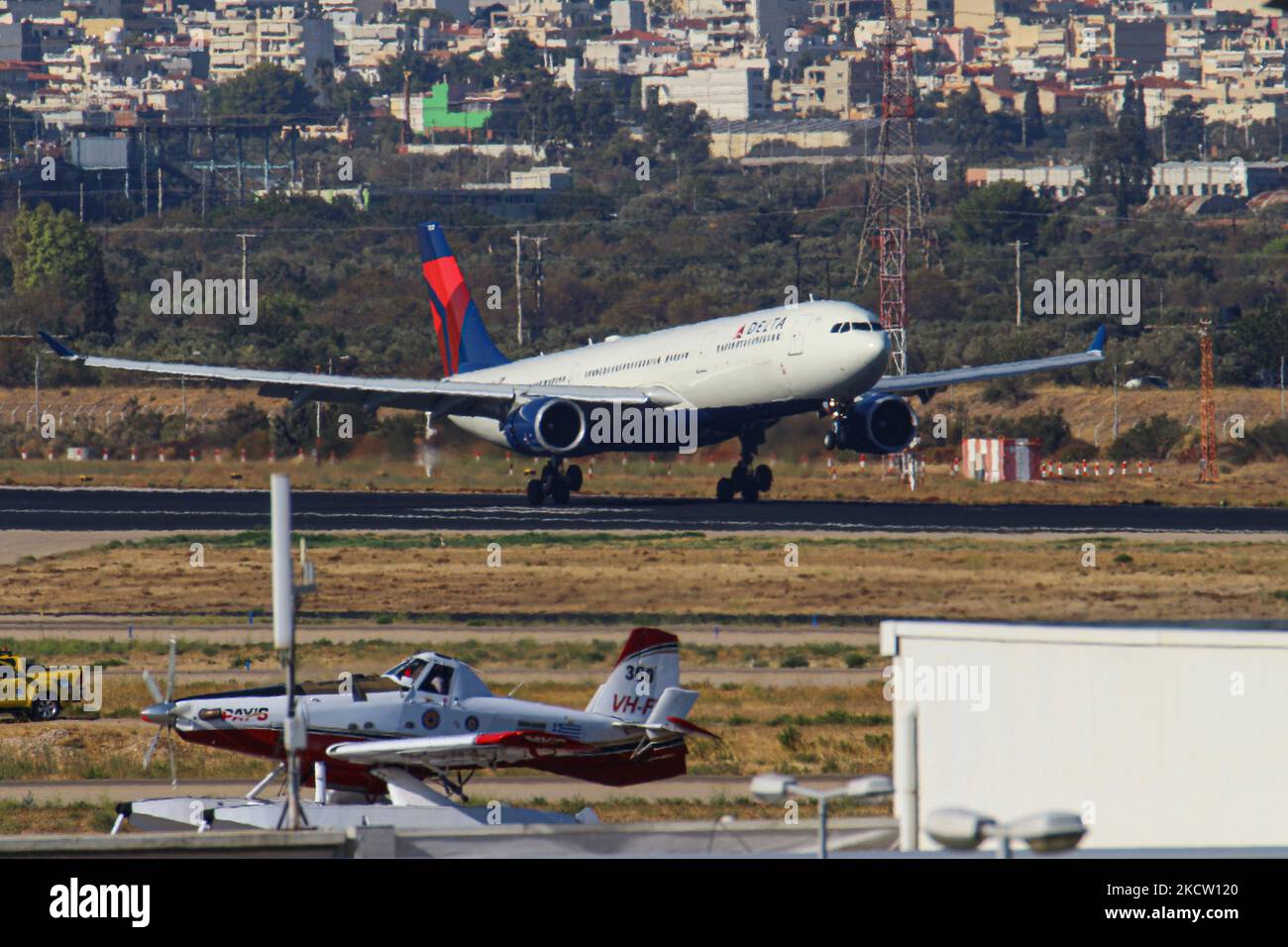 Delta Air Lines Airbus A330-300 aircraft as seen flying, landing and ...