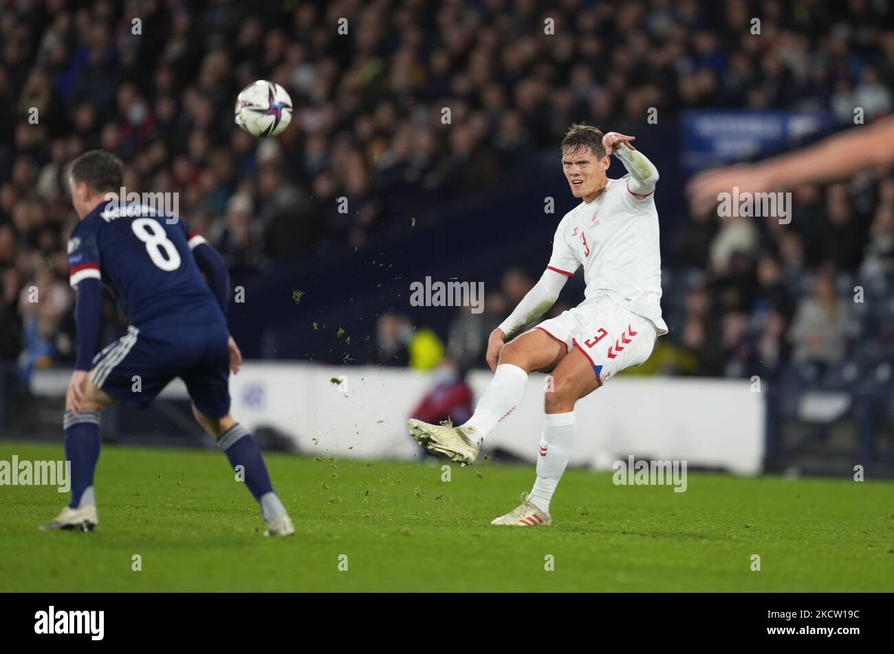 Jannik Vestergaard of Denmark during Scotland against Denmark, World ...