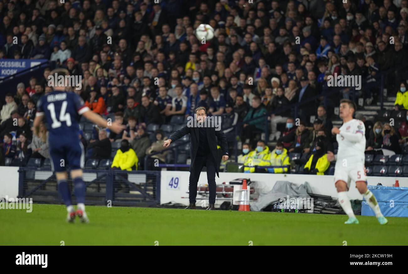 Kasper Hjulmand of Denmark during Scotland against Denmark, World Cup ...