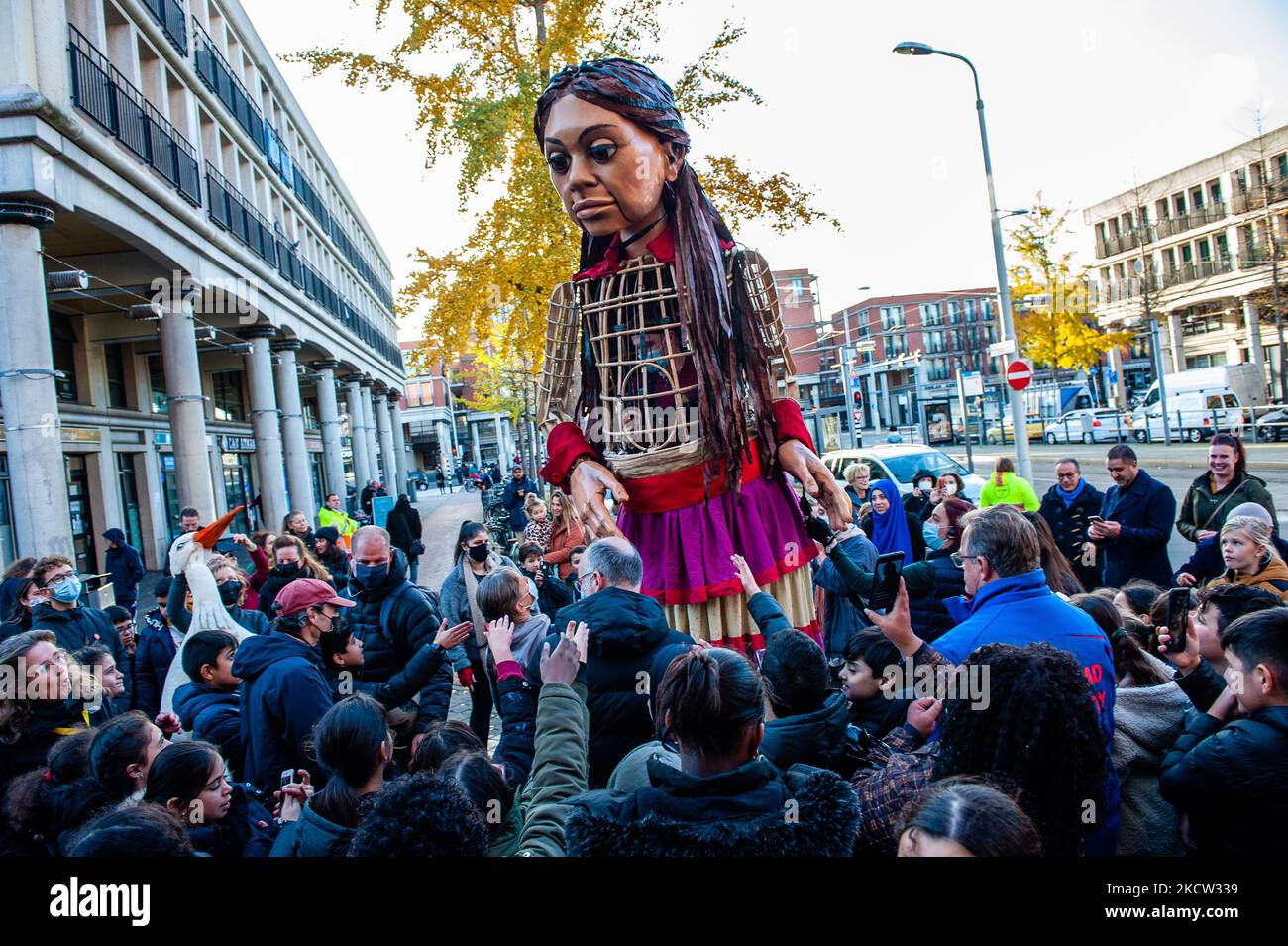 The giant puppet 'Little Amal', a nine-year-old Syrian refugee girl and ...