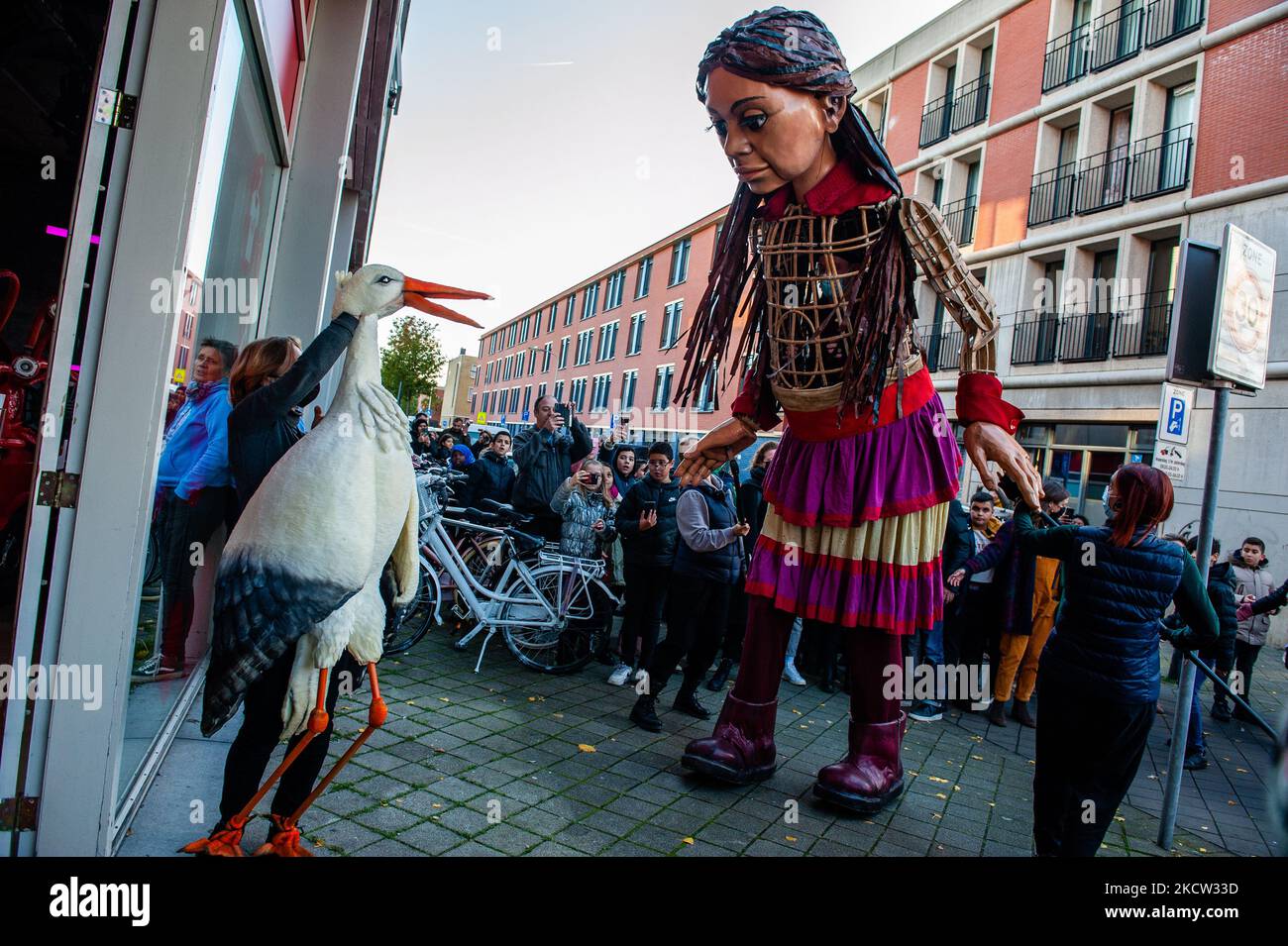 The giant puppet 'Little Amal', a nine-year-old Syrian refugee girl and ...
