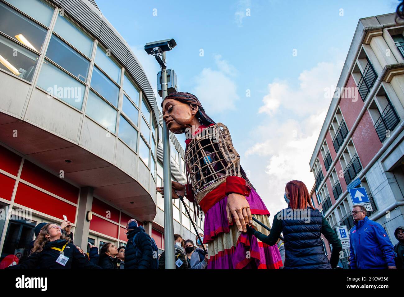 The giant puppet 'Little Amal', a nine-year-old Syrian refugee girl and ...