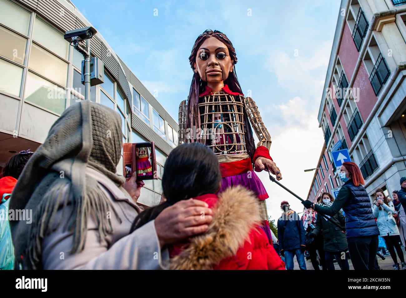 The giant puppet 'Little Amal', a nine-year-old Syrian refugee girl and ...