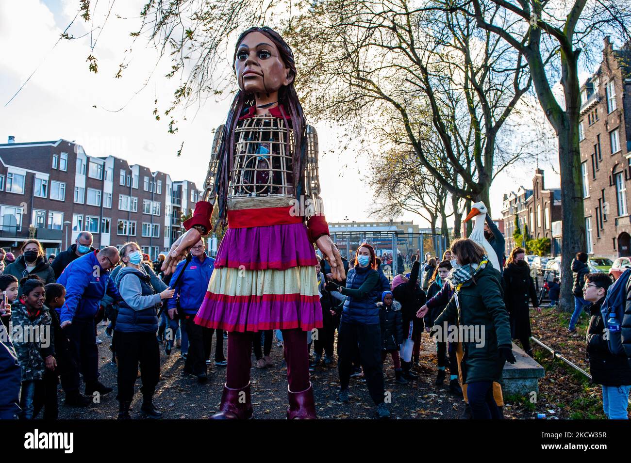 The giant puppet 'Little Amal', a nine-year-old Syrian refugee girl and ...