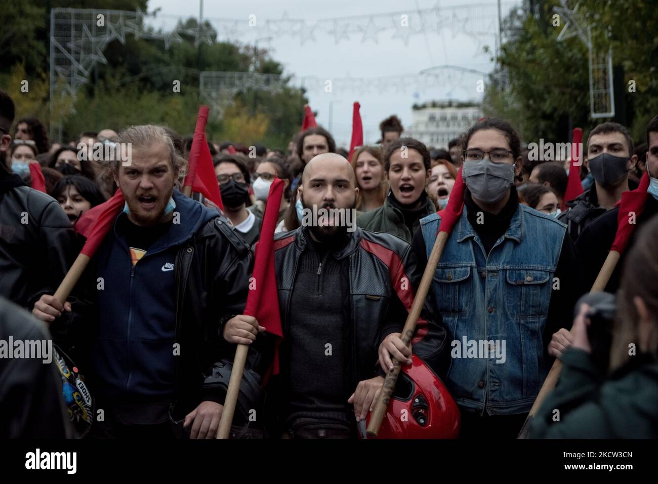 Thousands people march during a demonstration marking 48th anniversary ...