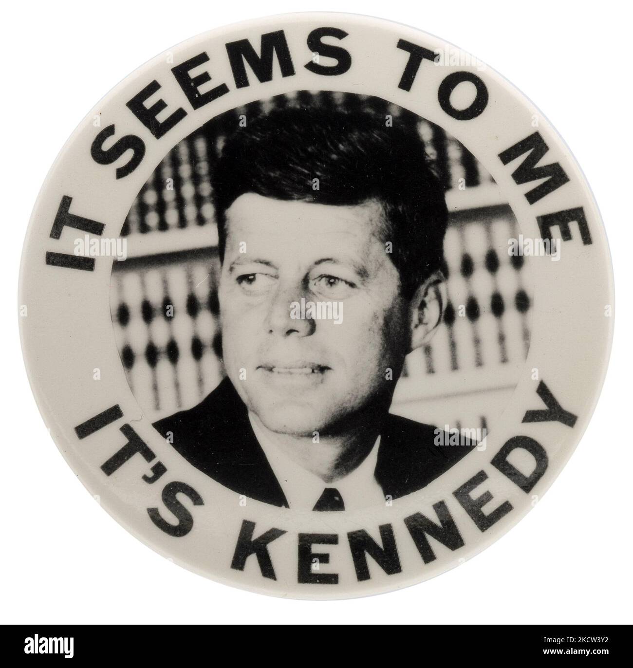 John F. Kennedy- Rare "It Seems To Me It's Kennedy" Button Stock Photo ...
