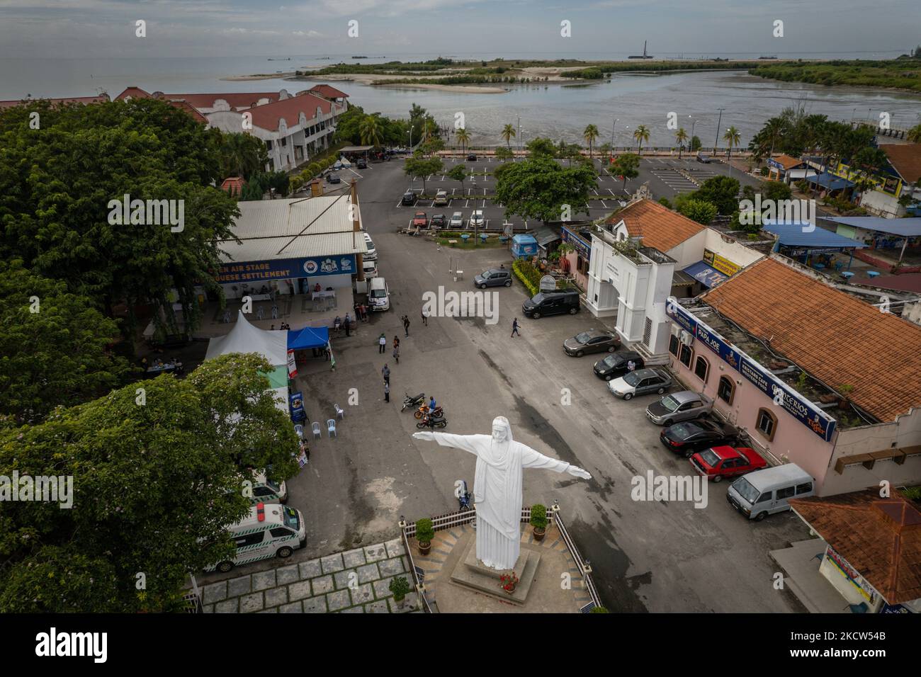 A Christ the Redeemer statue at the seafront of the Portuguese ...
