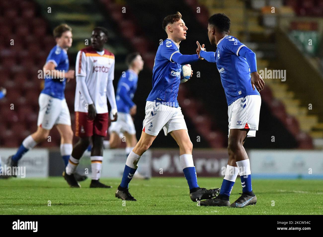 Jim Simms of Oldham Athletic celebrates scoring his side's first goal ...