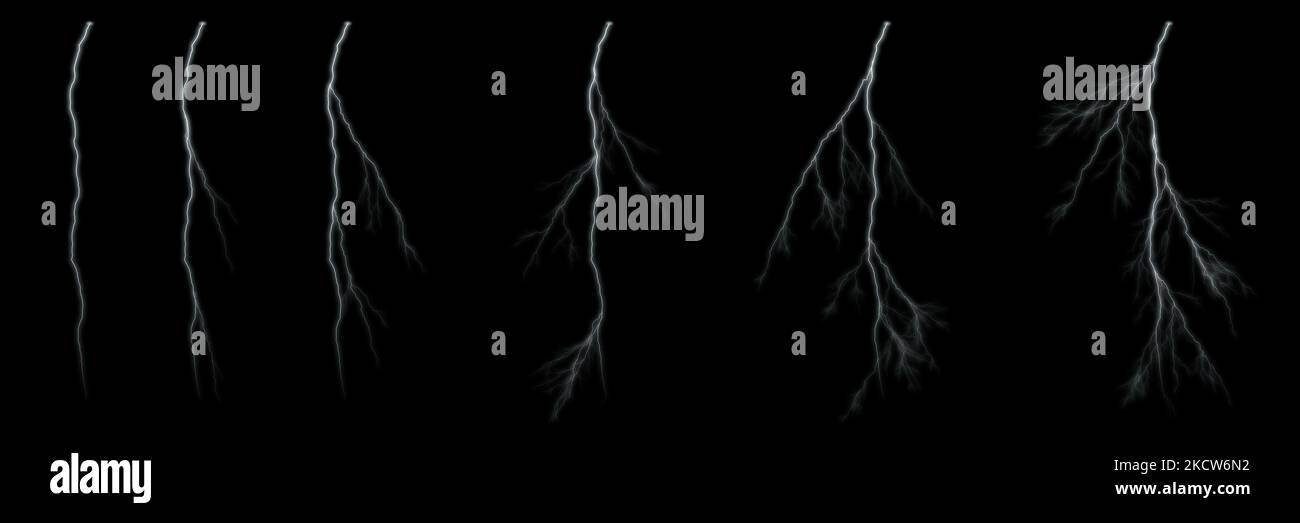 6 different lightning strikes on the floor Stock Photo - Alamy