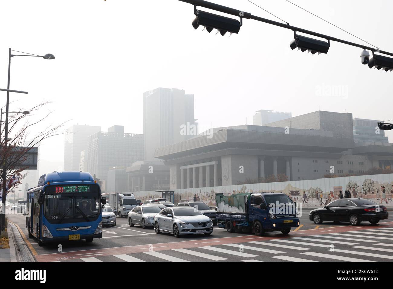 A general view of Seoul shrouded by fine dust during a polluted day on ...
