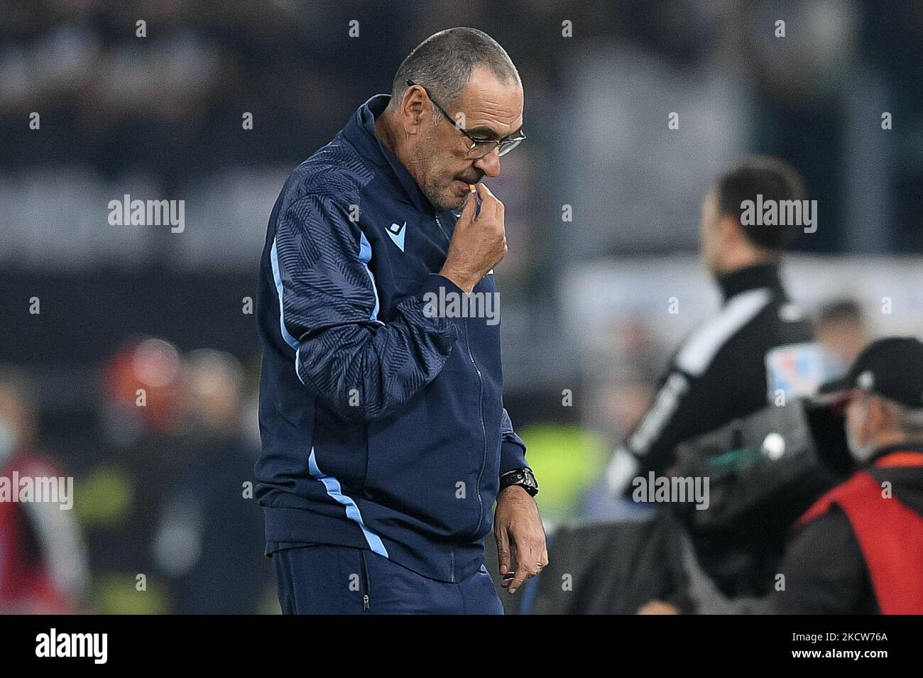 Maurizio Sarri manager of SS Lazio looks dejected during the Serie A ...