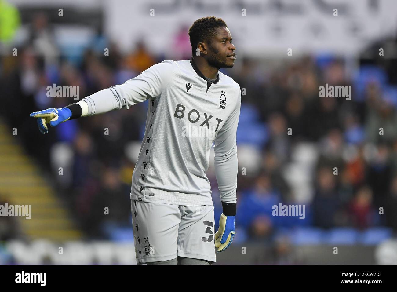 Nottingham Forest goalkeeper Brice Samba gestures during the Sky Bet ...