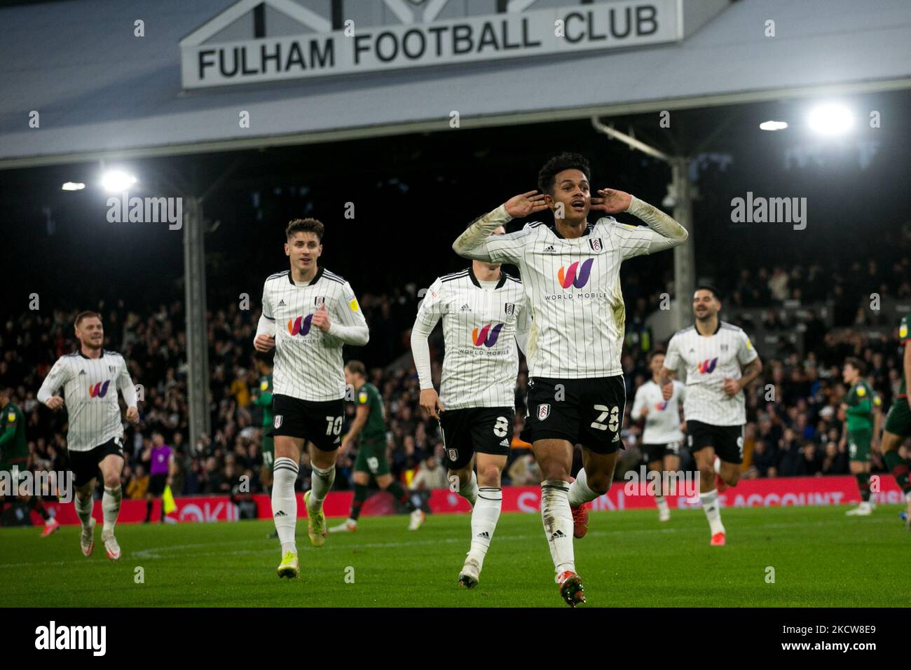 Fabio Carvalho of Fulham celebrates after scoring during the Sky Bet ...