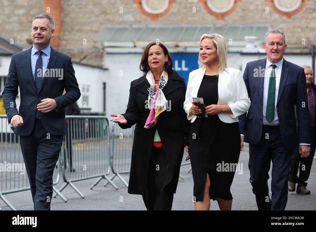 (left to right) TD Pearse Doherty, Sinn Fein Party leader Mary Lou ...
