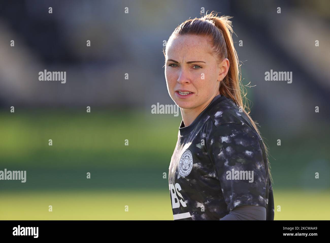 Sophie Harris of Leicester City ahead of kickoff during the Barclays FA Women's Super League ...