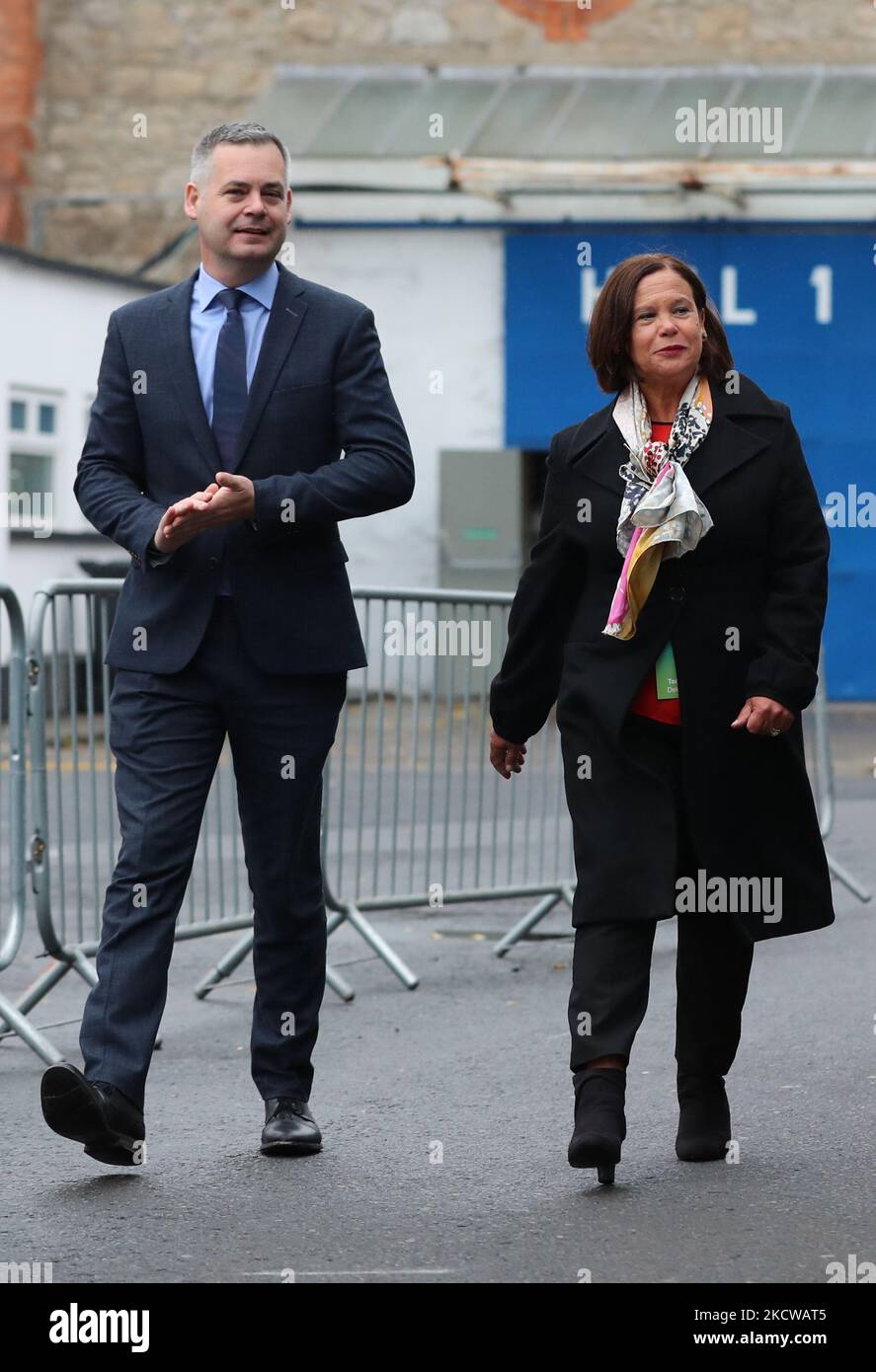 Sinn Fein Party leader Mary Lou McDonald and TD Pearse Doherty, arrive ...