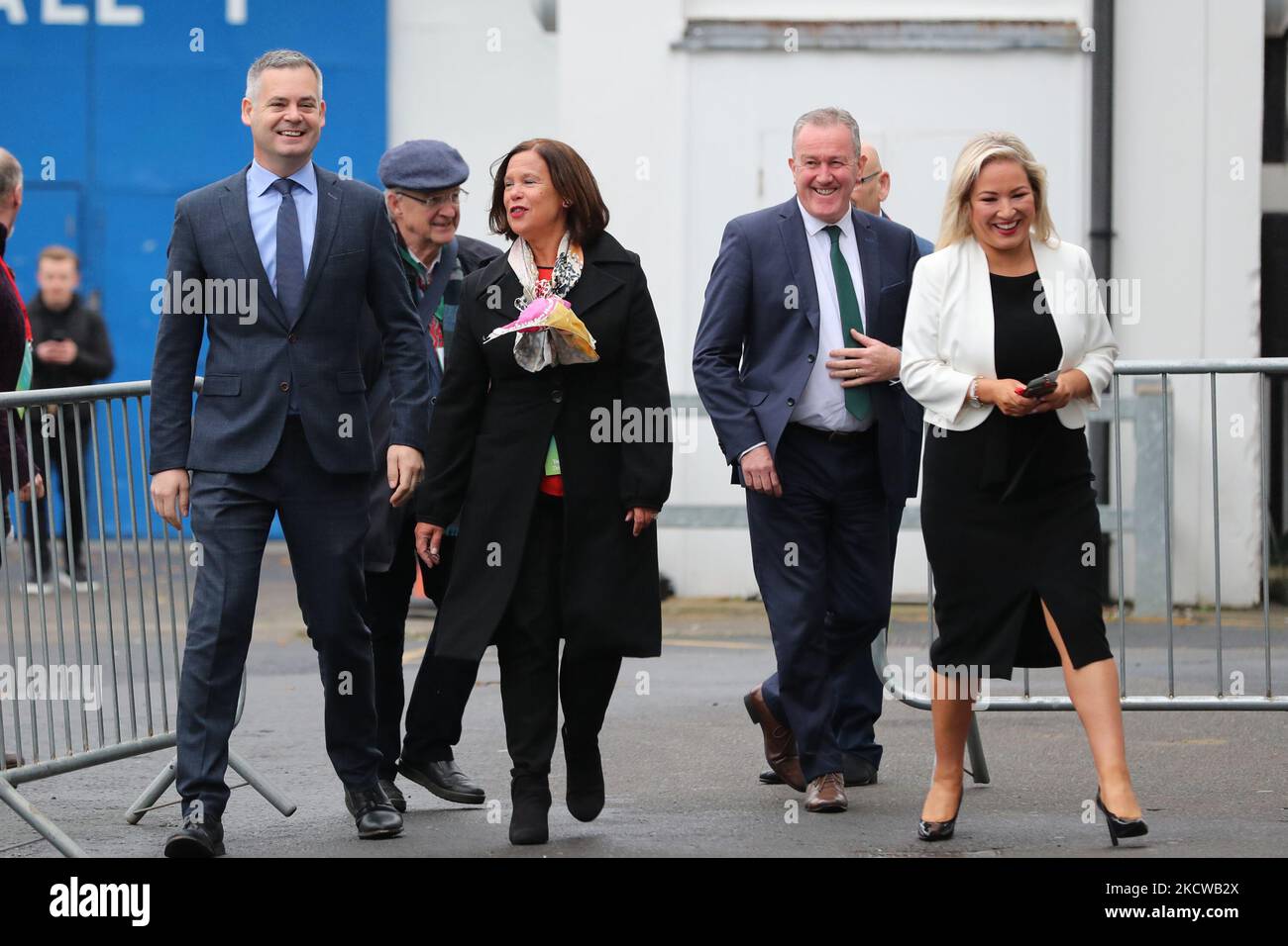 (left to right) TD Pearse Doherty, Sinn Fein Party leader Mary Lou ...