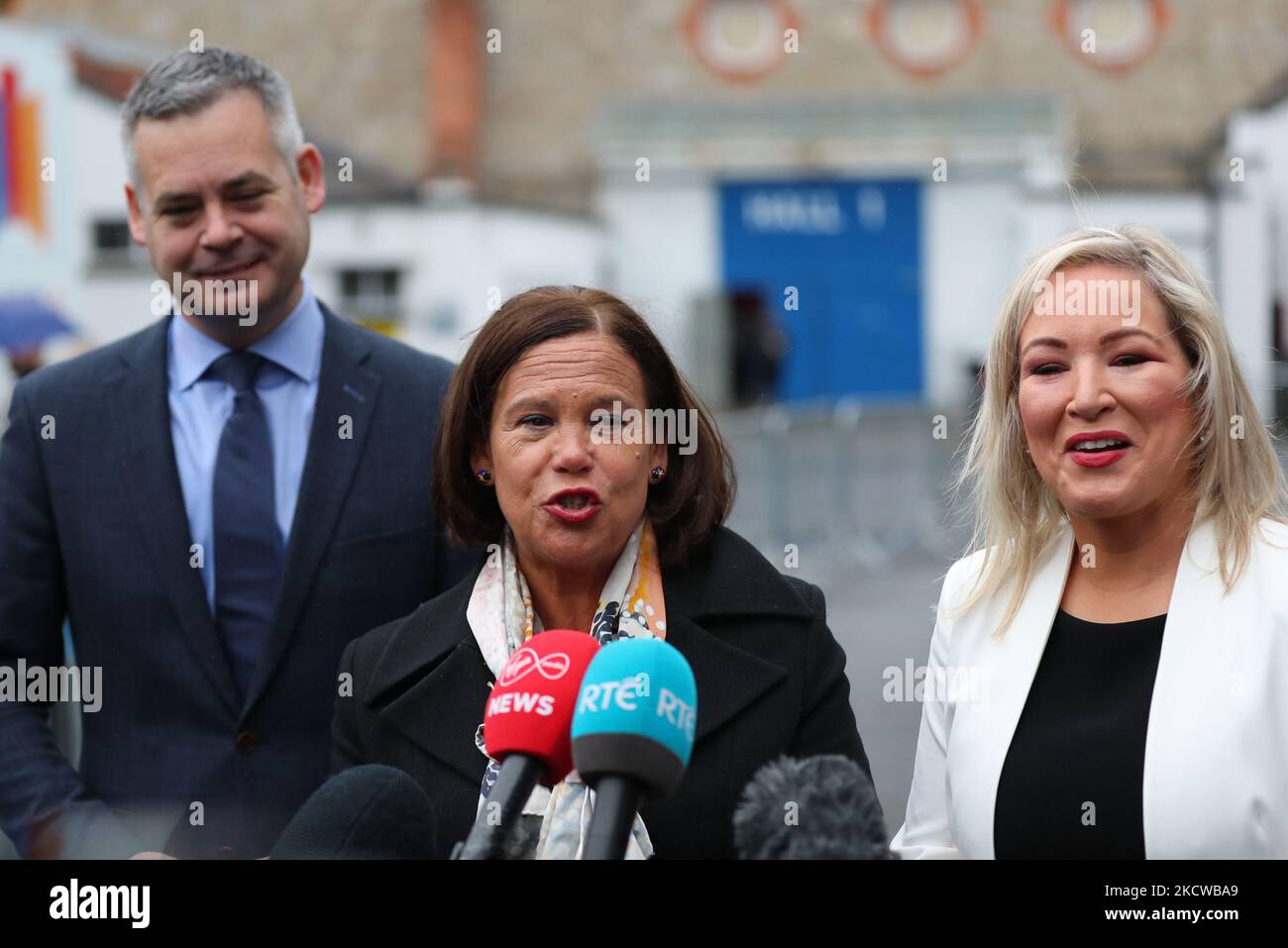 Sinn Fein Party leader Mary Lou McDonald and Sinn Fein vice president Michelle O'Neill (right ...