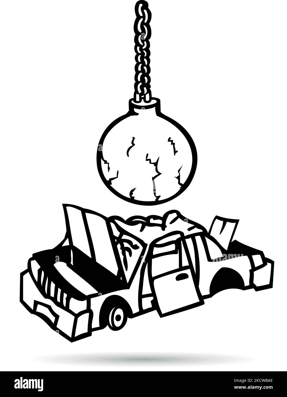 Car crushed by crane Stock Vector Images - Alamy
