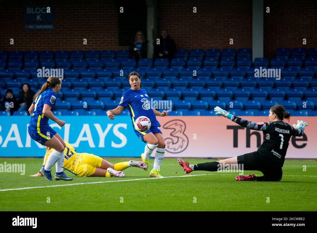 Sam Kerr of Chelsea FC scores during the 2021-22 FA Womens Superleague ...