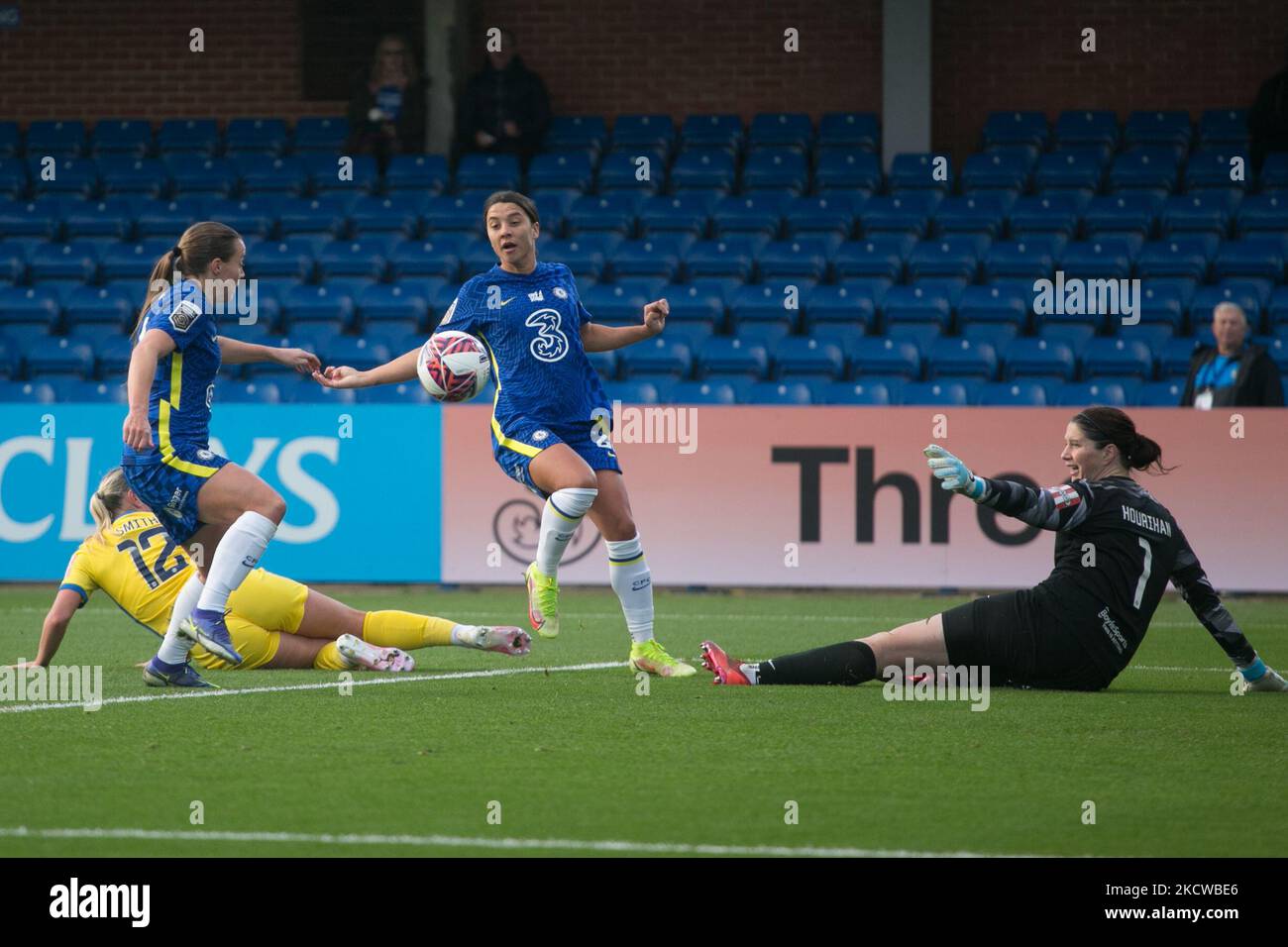 Sam Kerr of Chelsea FC scores during the 2021-22 FA Womens Superleague ...