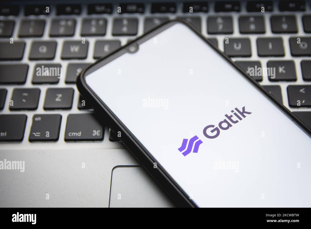 In this photo illustration a Gatik logo seen displayed on a smartphone ...