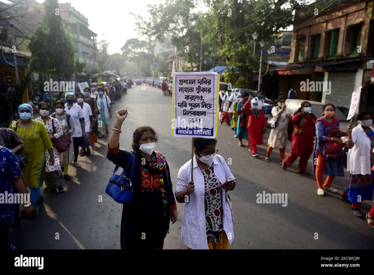 Nurse Rally in Kolkata, India, 22 November, 2021. Nurse agitation ...
