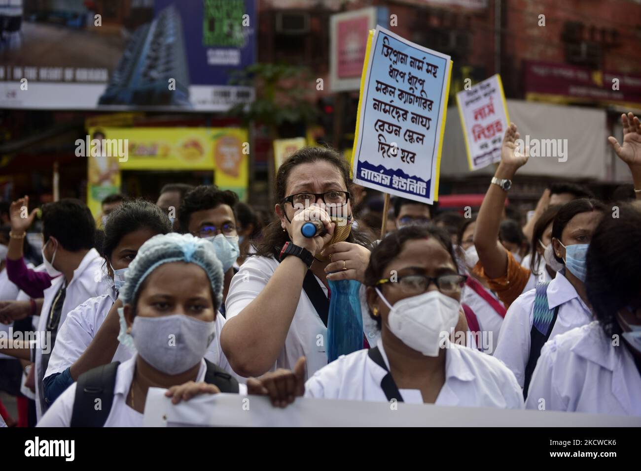 Nurse Rally in Kolkata, India, 22 November, 2021. Nurse agitation ...
