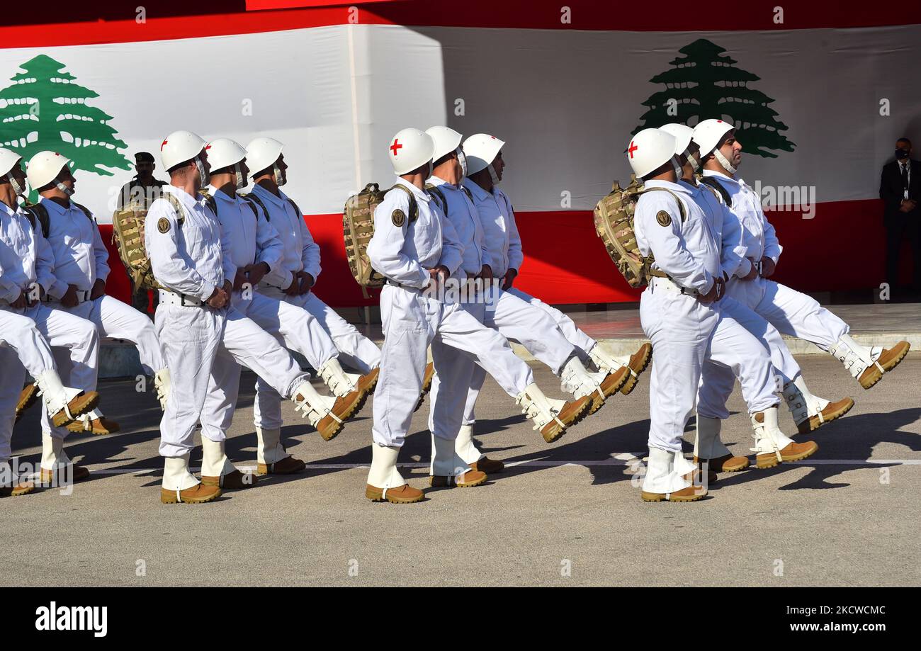 Lebanese Army troops take part in a military parade marking the 78th ...