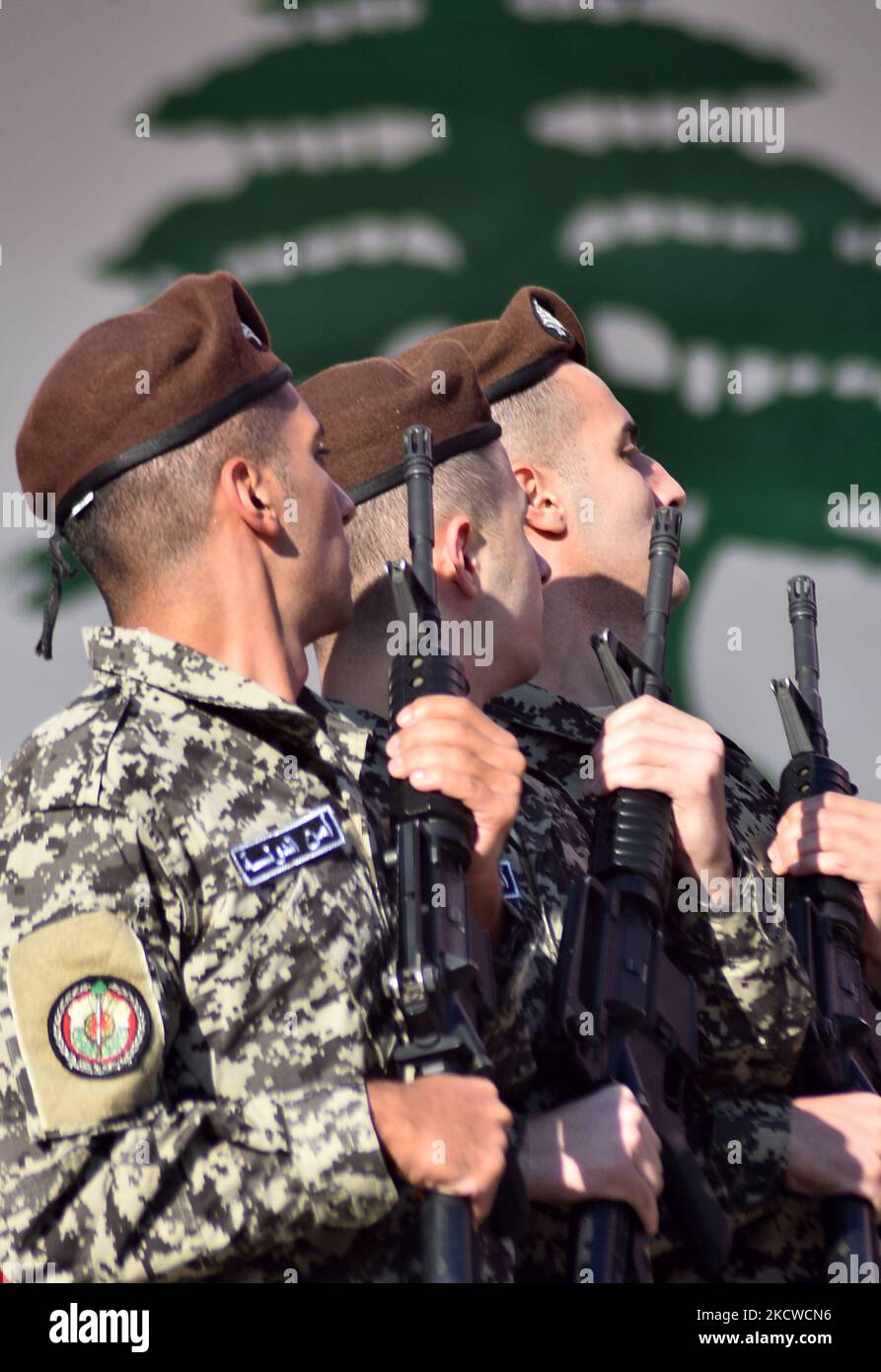 Lebanese Army troops take part in a military parade marking the 78th ...