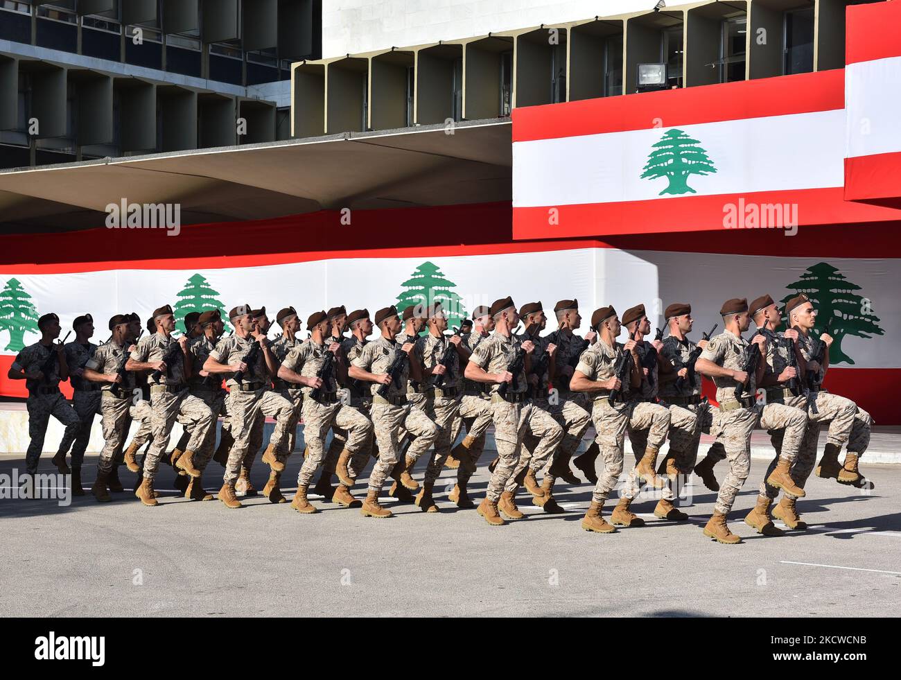 Lebanese Army troops take part in a military parade marking the 78th ...