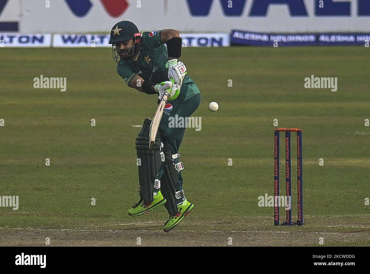 Pakistan's Mohammad Rizwan plays a shot during the second Twenty20 ...