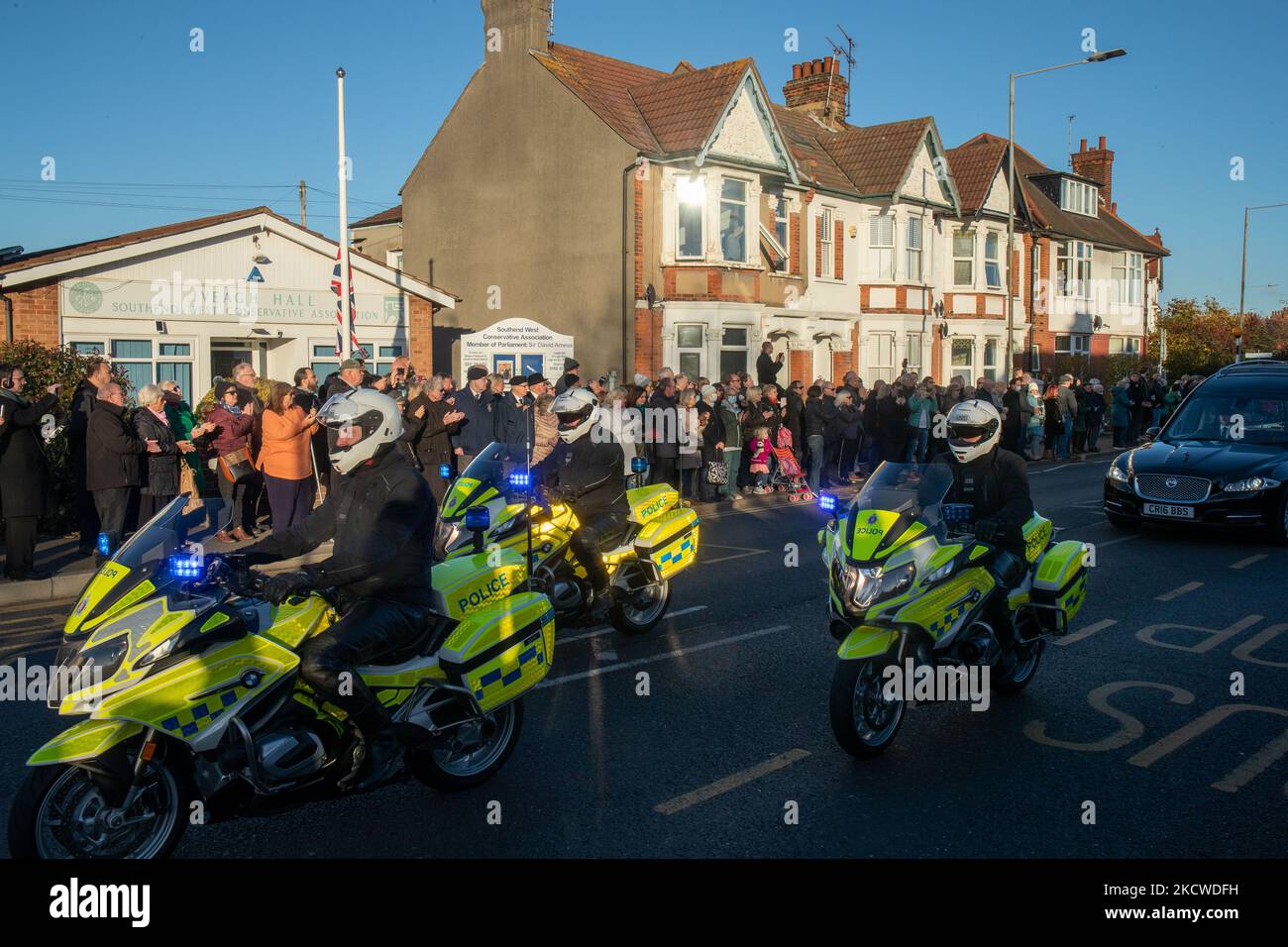Members of the public align the streets outside Southend West ...