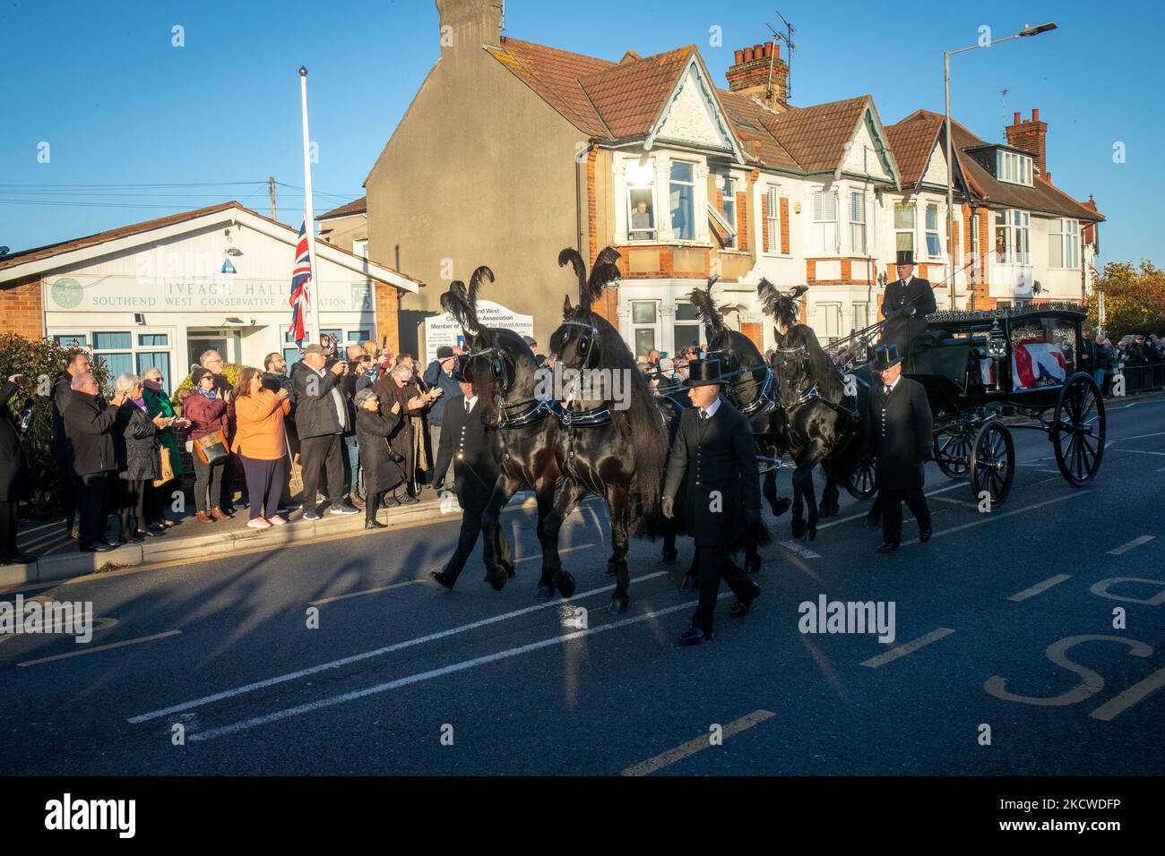 Members of the public align the streets outside Southend West ...