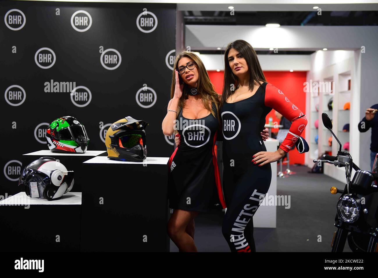 The models pose during EICMA, the international trade fair dedicated to ...
