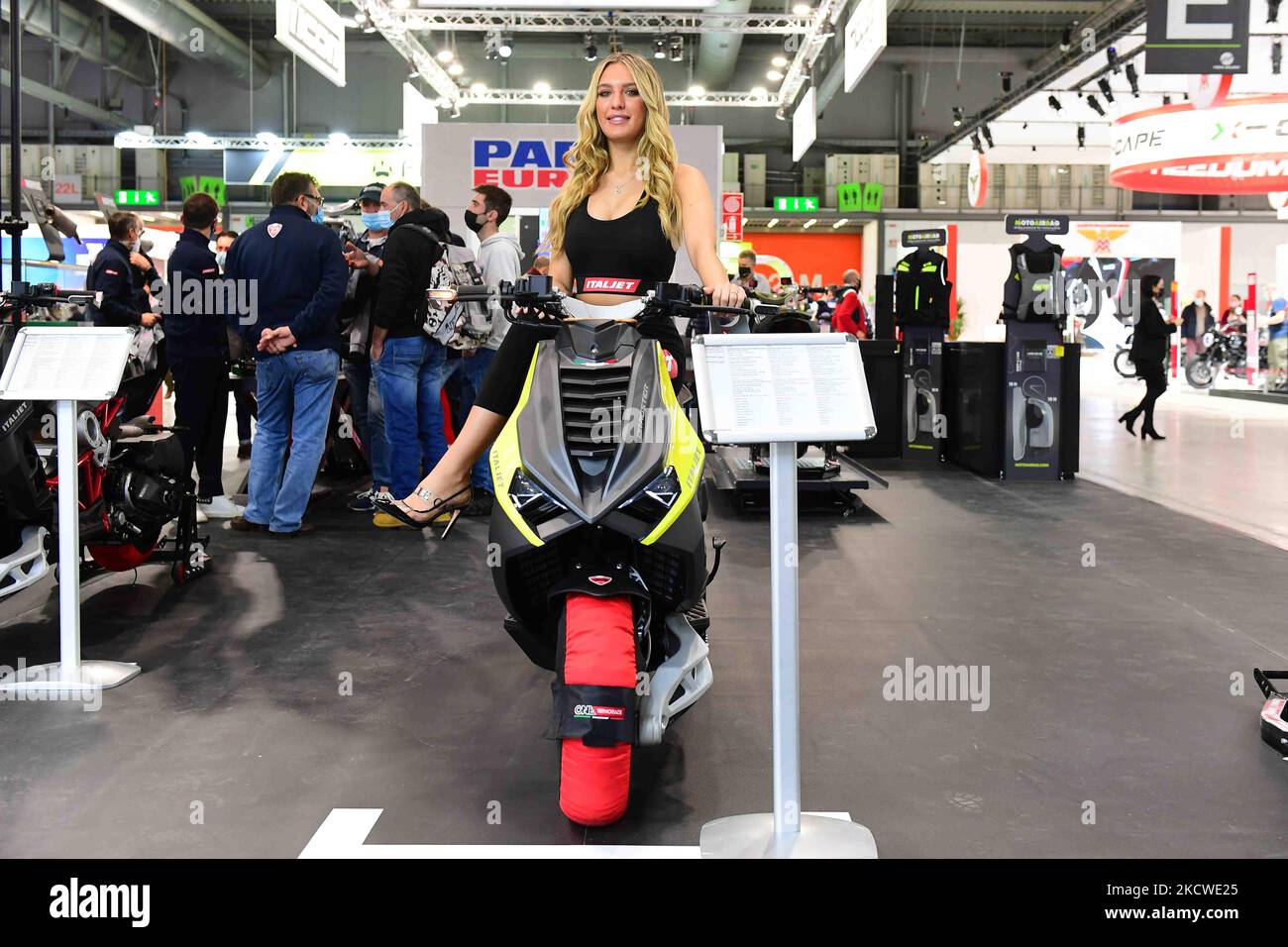 The models pose during EICMA, the international trade fair dedicated to ...