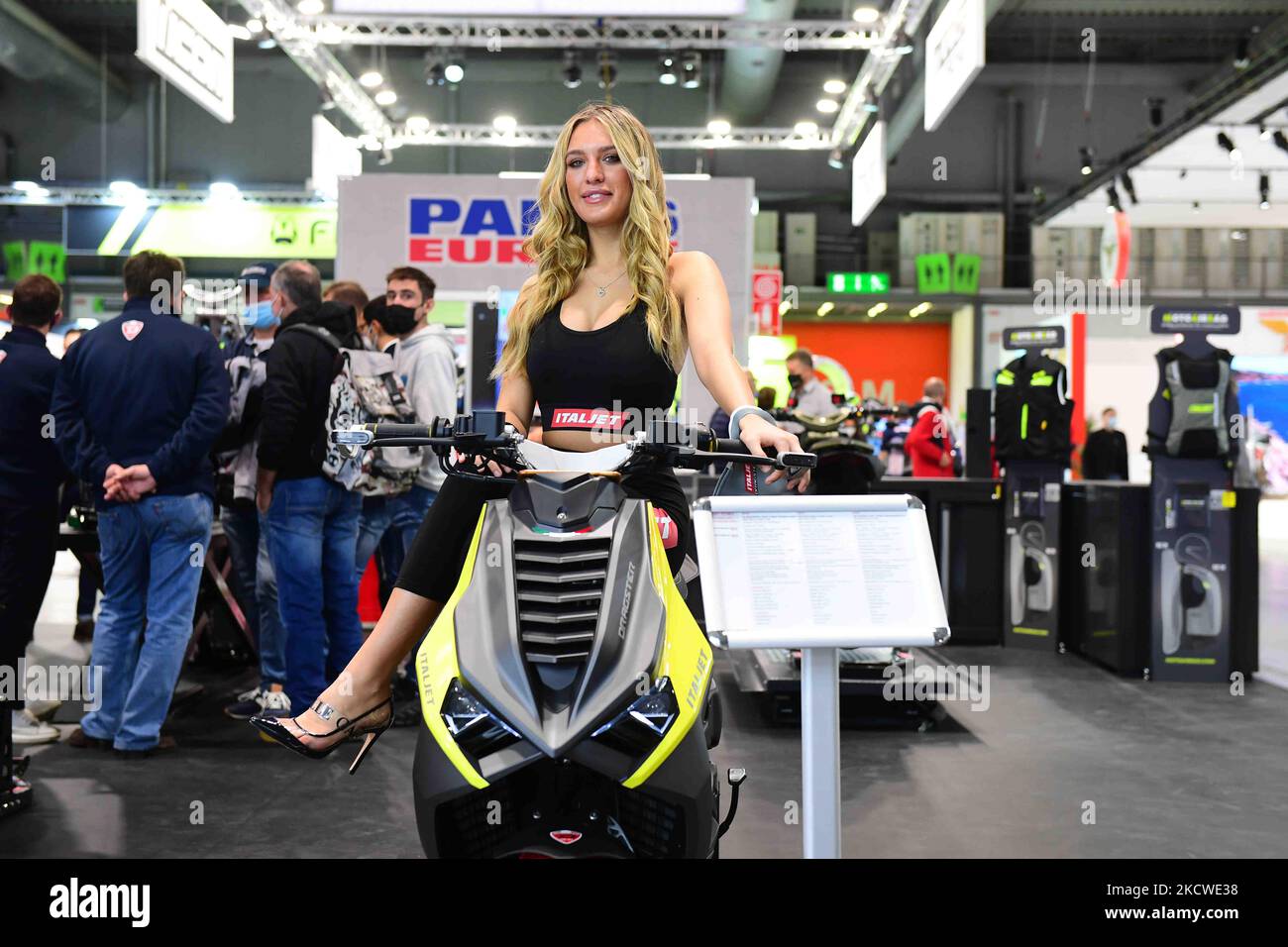 The models pose during EICMA, the international trade fair dedicated to ...