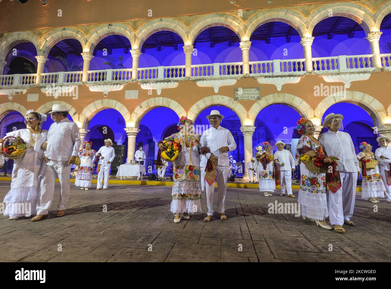 Members of the folklore group of Seniors Merida City Ballet during an ...