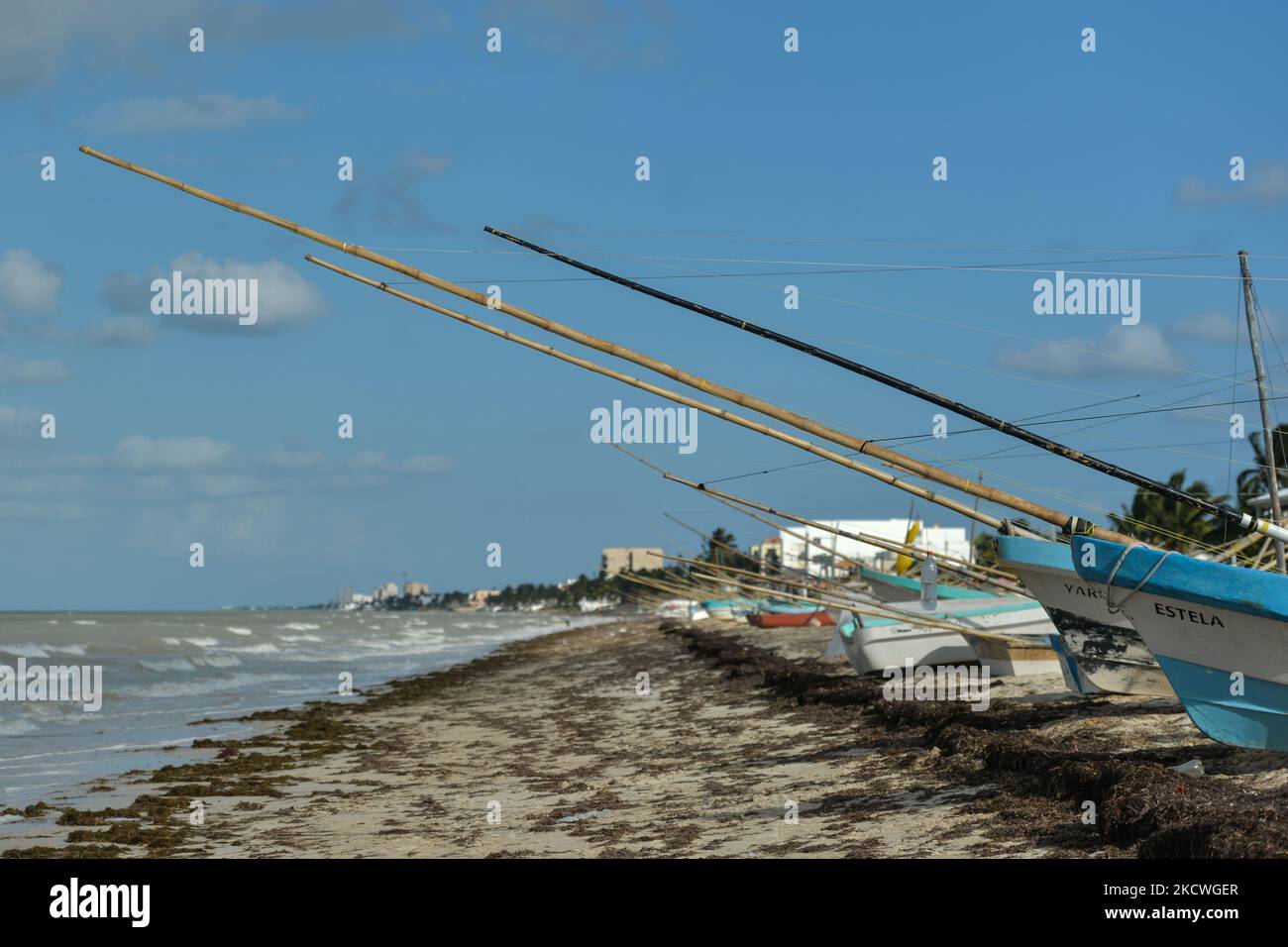 Fishing boats on the beach in Progreso On Tuesday, November 23, 2021 ...