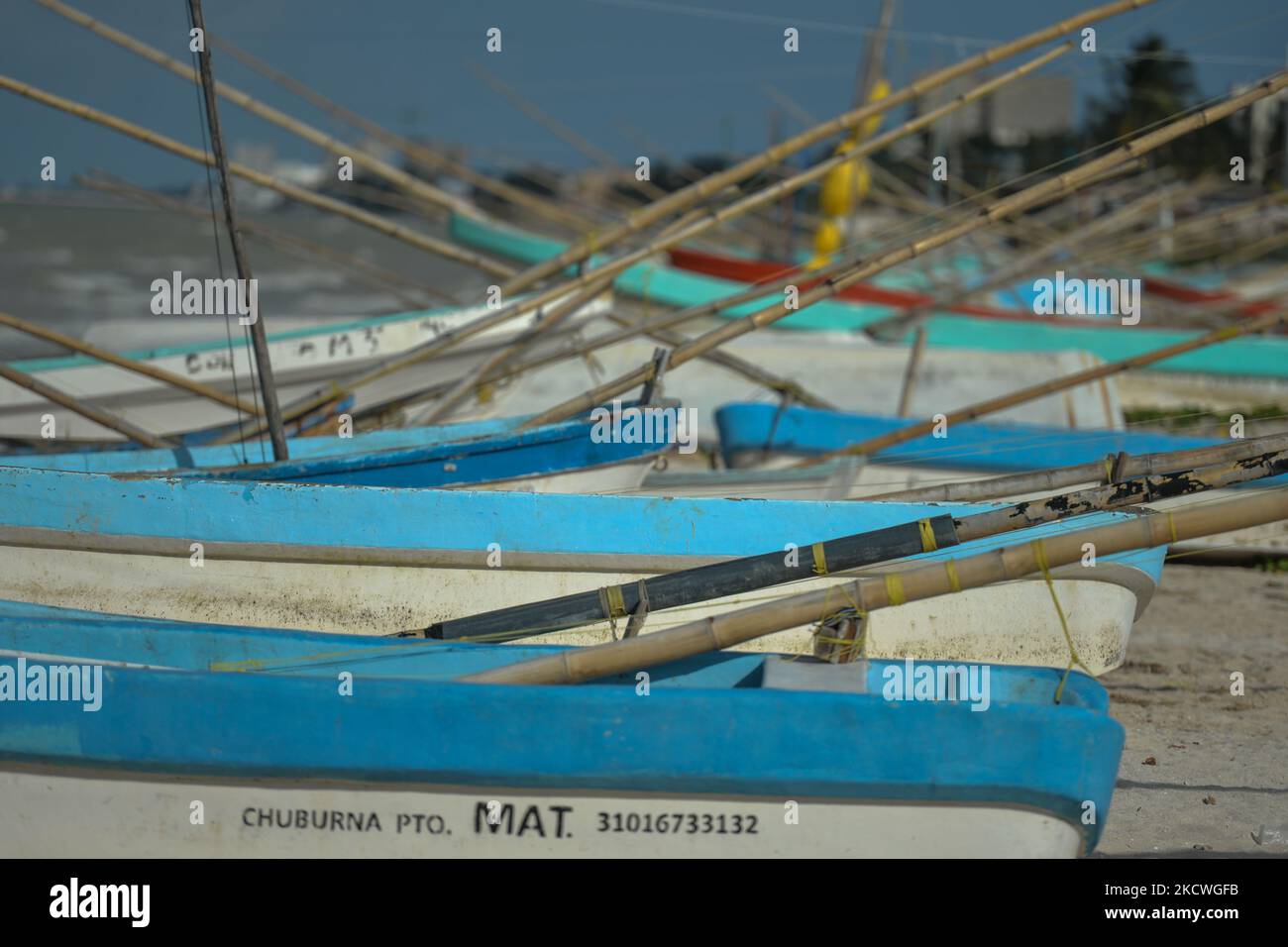 Fishing boats on the beach in Progreso On Tuesday, November 23, 2021 ...