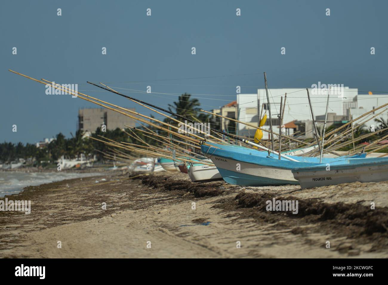 Fishing boats on the beach in Progreso On Tuesday, November 23, 2021 ...