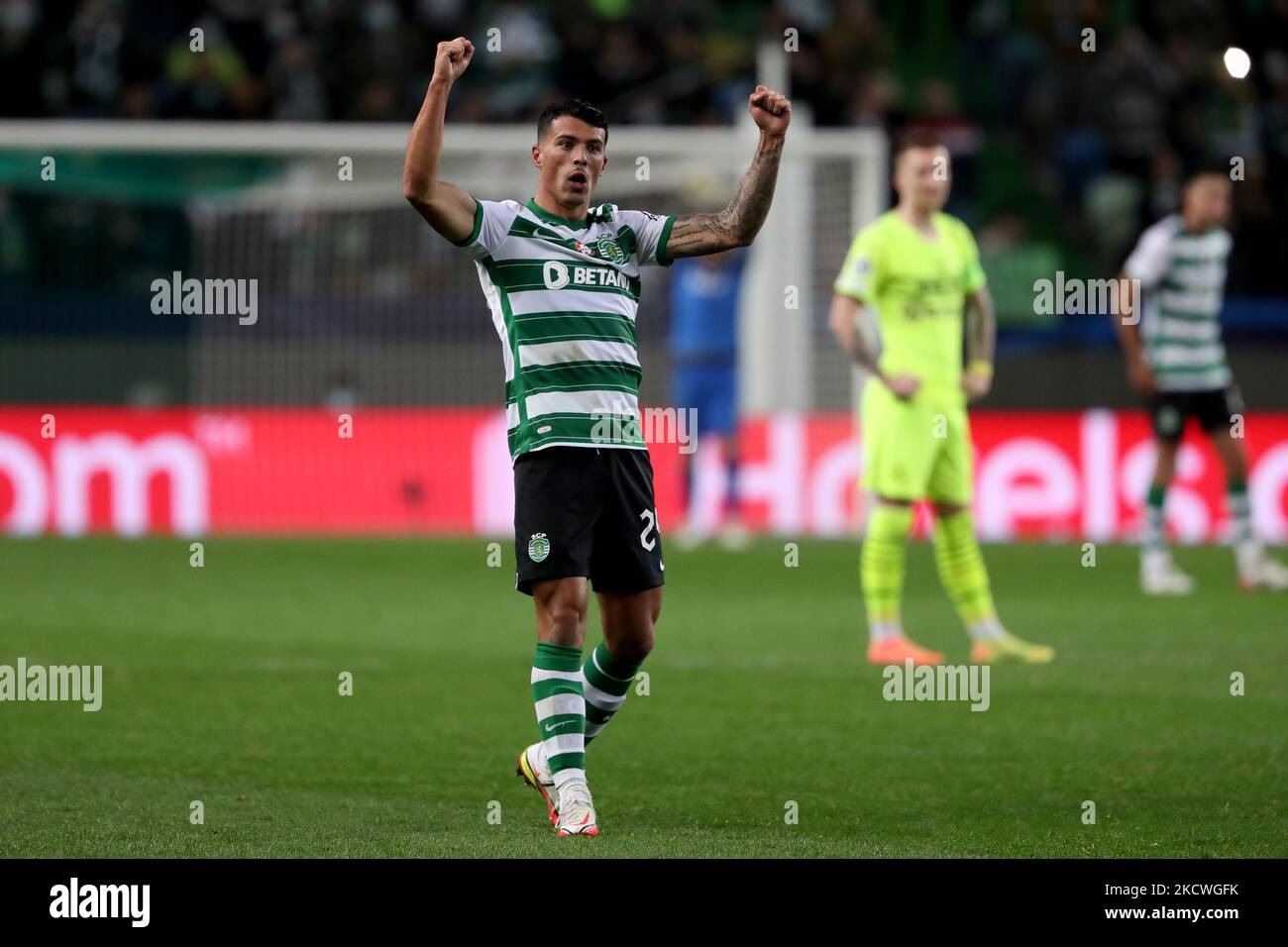 Pedro Porro of Sporting CP celebrates after scoring a goal during the ...