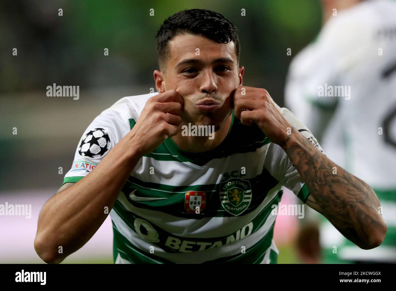Pedro Porro of Sporting CP celebrates after scoring a goal during the ...