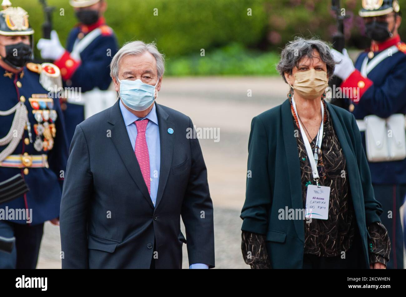 United Nations Secretary-General (Left) walks with his wife Catarina de ...