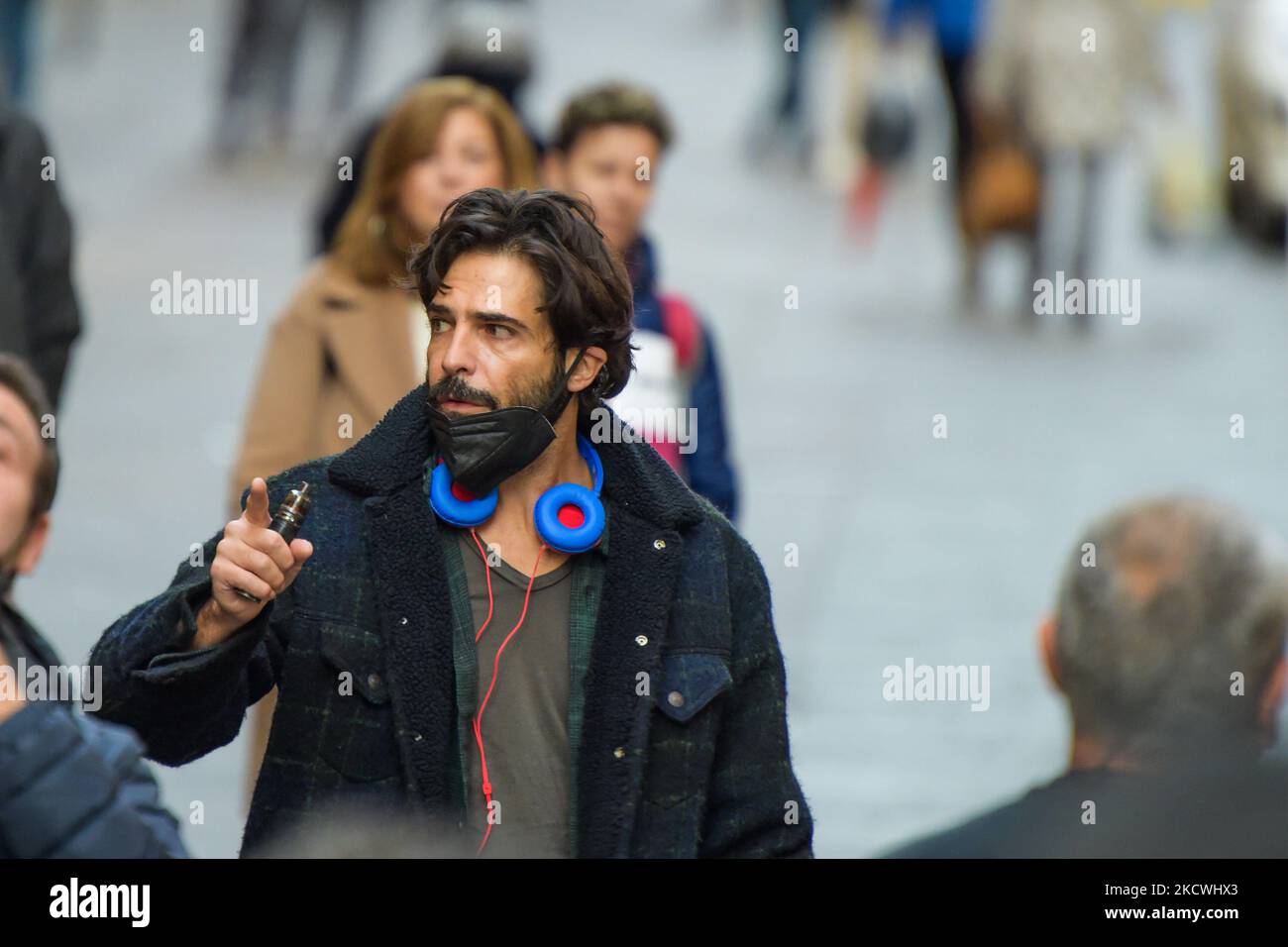 Marco Bocci during the filming of the film "La Caccia", in Rieti, Italy ...