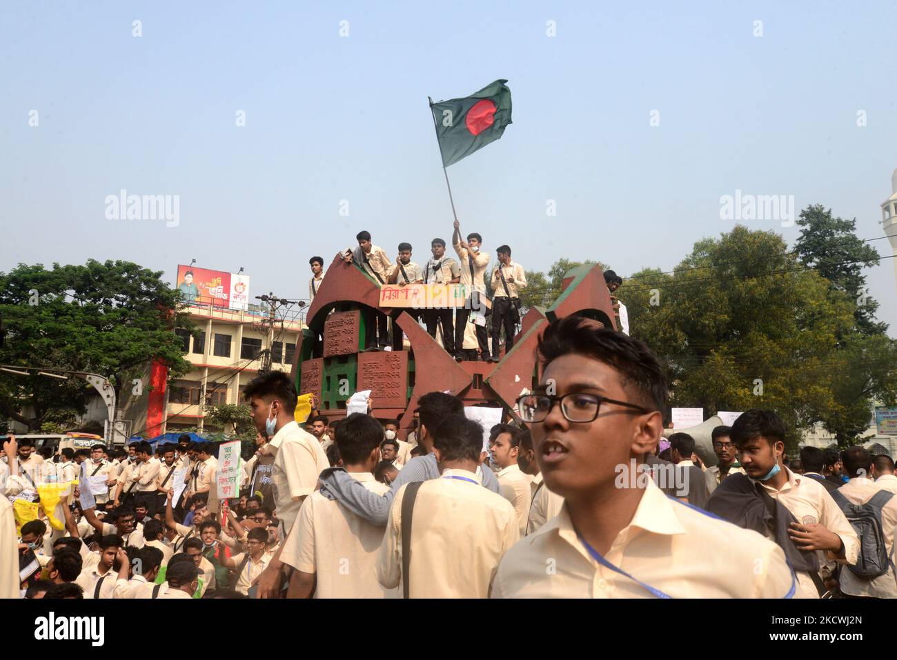 Students block a road at the Zero Point as they protest demanding ...
