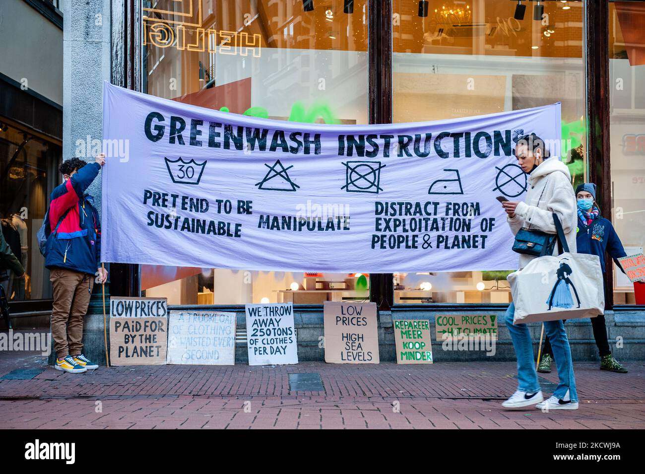 In Amsterdam, a group of activists from Extinction Rebellion, carried out a flashmob outside of ...