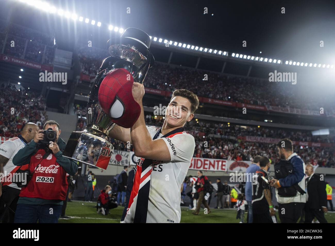 River Plate's Julian Alvarez celebrates winning the Argentina Primera ...