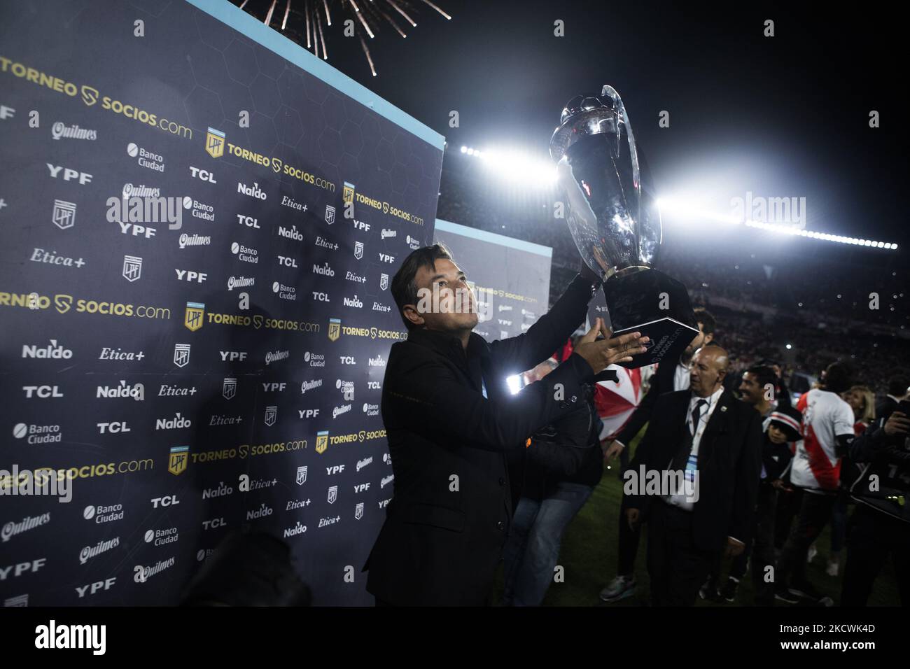 River Plate coach Marcelo Gallardo celebrates winning the Argentina ...