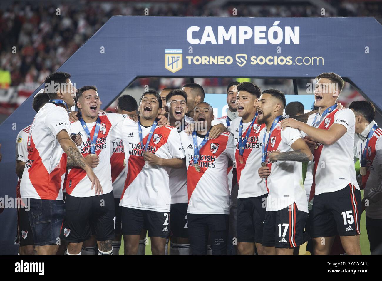 River Plate players celebrates winning the Argentina Primera Division ...